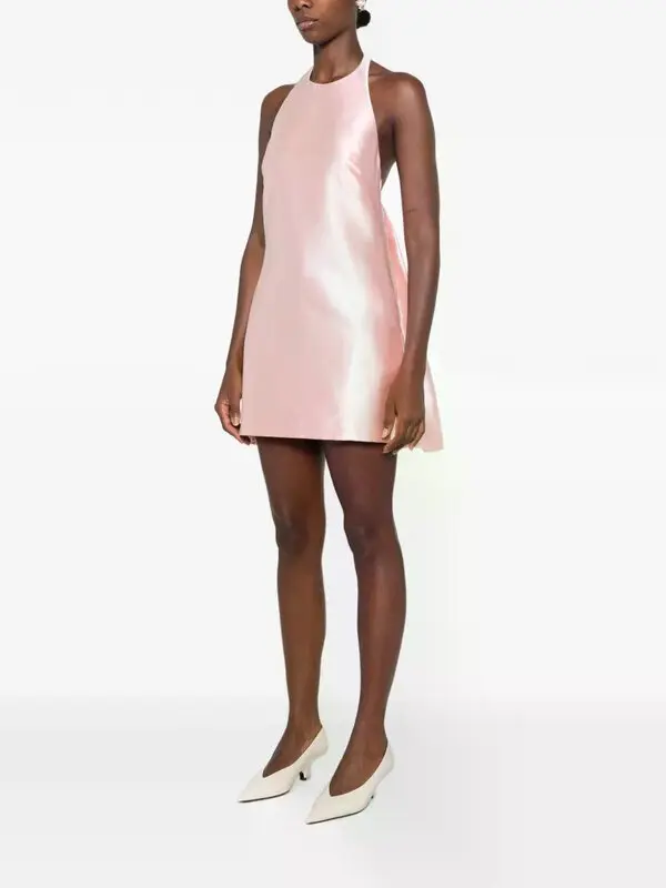 SELF-PORTRAIT Satin Halterneck Mini Dress