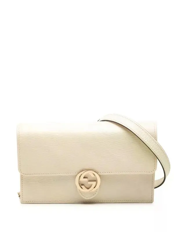 Gucci 2000-2015 Dollar Calfskin Interlocking G Wallet On Chain Crossbody Bag - Brown