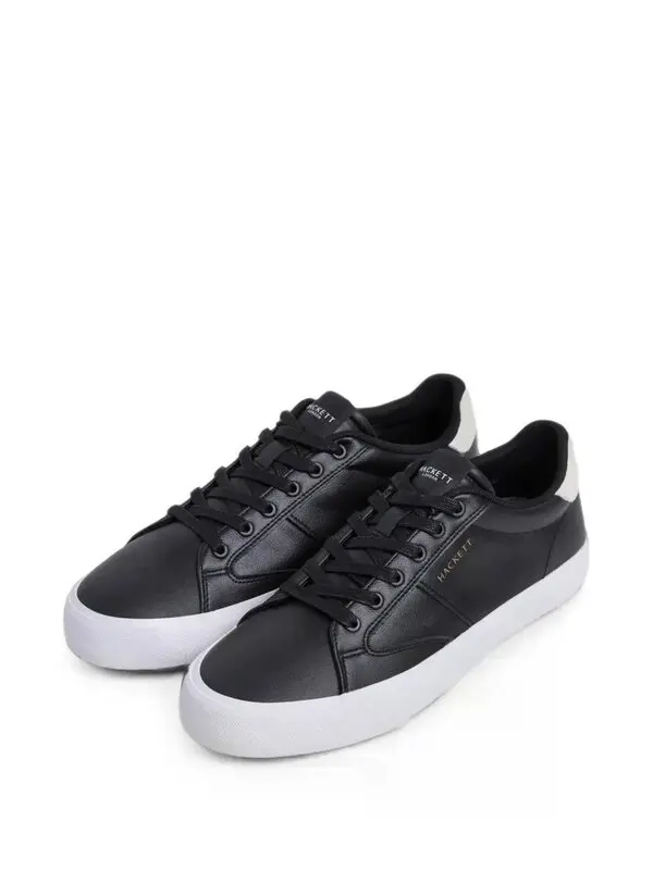 HACKETT LONDON Logo-print Leather Low-top Sneakers - Black