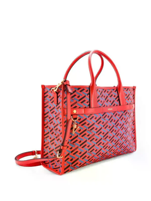 Versace Top Handle La Greca Signature Coated Canvas Medium Tote Bag