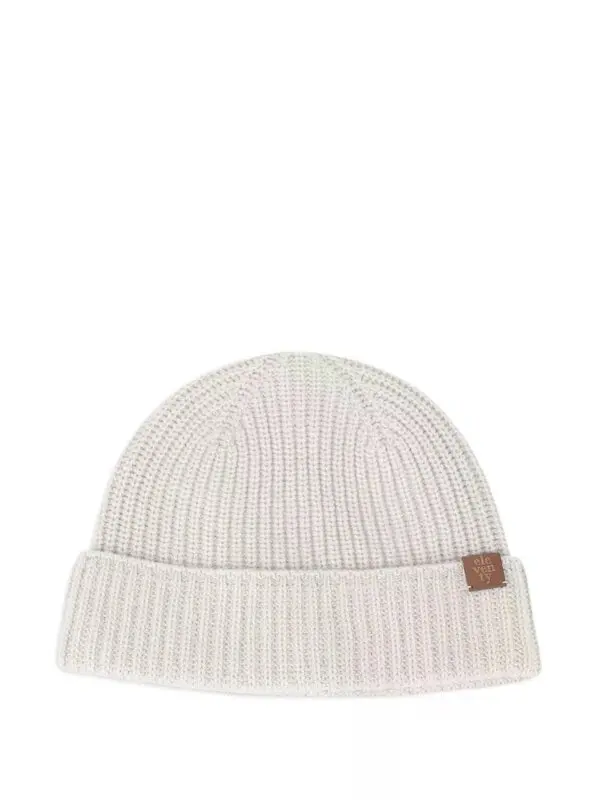Eleventy Ribbed-knit Turn-up Beanie Hat - White
