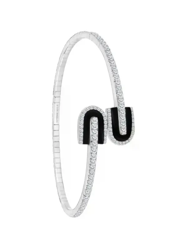 U LOS ANGELES Duo Diamond And Onyx Bracelet - Silver