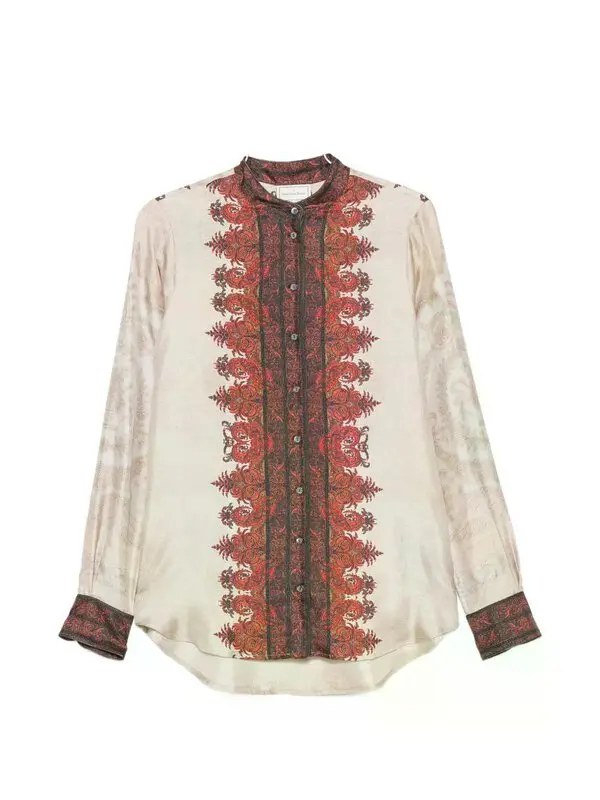 PIERRE-LOUIS MASCIA Paisley-print Silk Shirt - Neutrals
