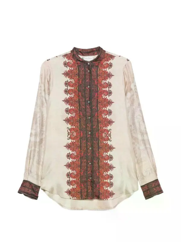 PIERRE-LOUIS MASCIA Paisley-print Silk Shirt - Neutrals