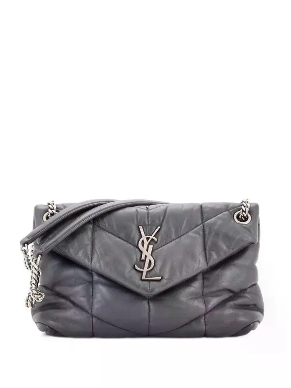 Saint Laurent Loulou Puffer Quilted Leather Small Shoulder Bag - Grey