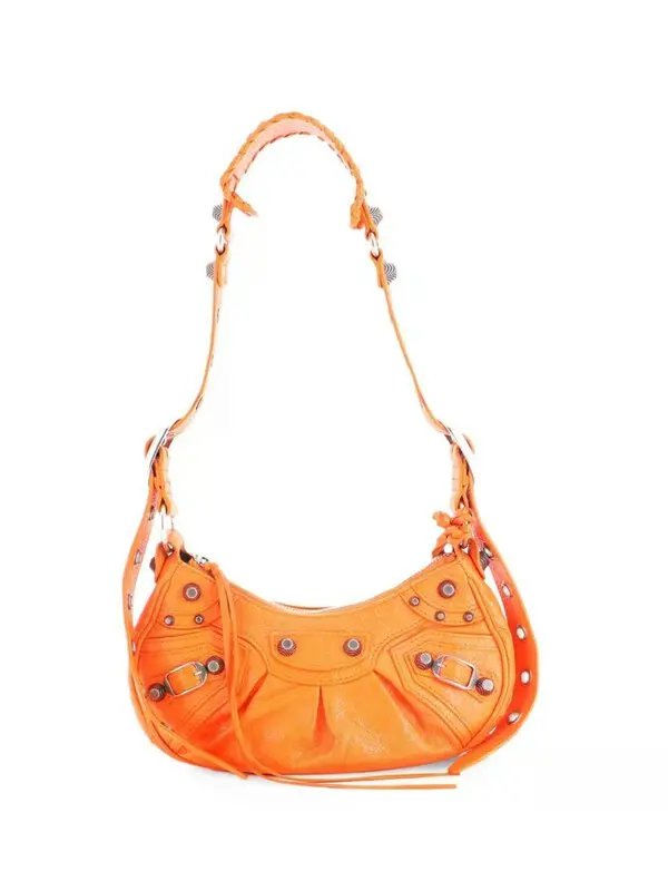 Balenciaga Le Cagole Giant Studs Leather Xs Hobo Bag - Orange