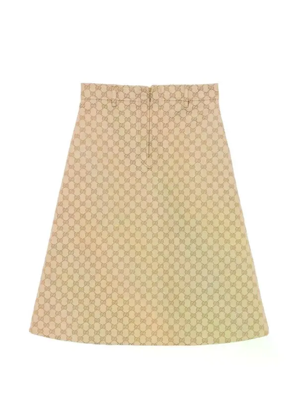 Gucci Gg Cotton Canvas Jacquard Skirt