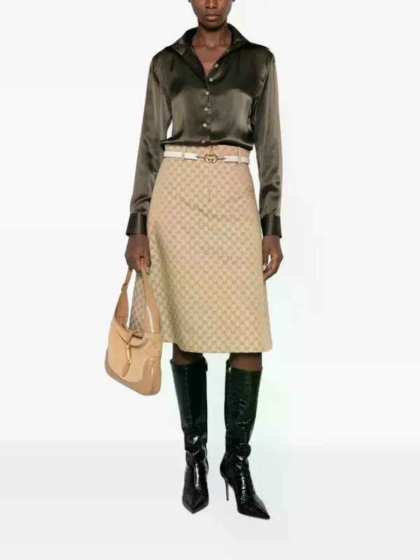 Gucci Gg Cotton Canvas Jacquard Skirt