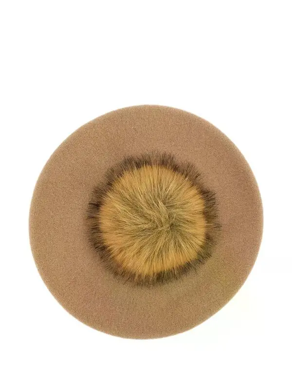 Borsalino Pom-pom Logo-plaque Beret - Neutrals