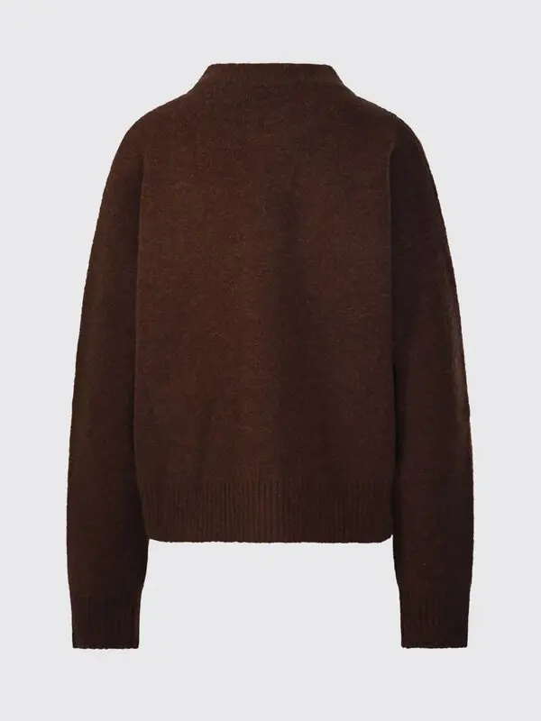 AMI Paris Wool And Alpaca Blend Jacquard Logo Cardigan - Brown