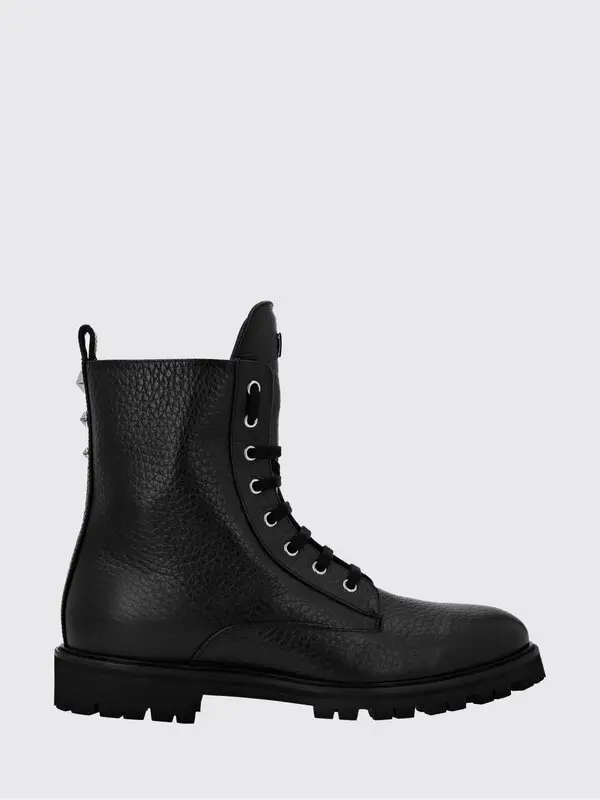 Philipp Plein Lace-up Grained Leather Combat Boots