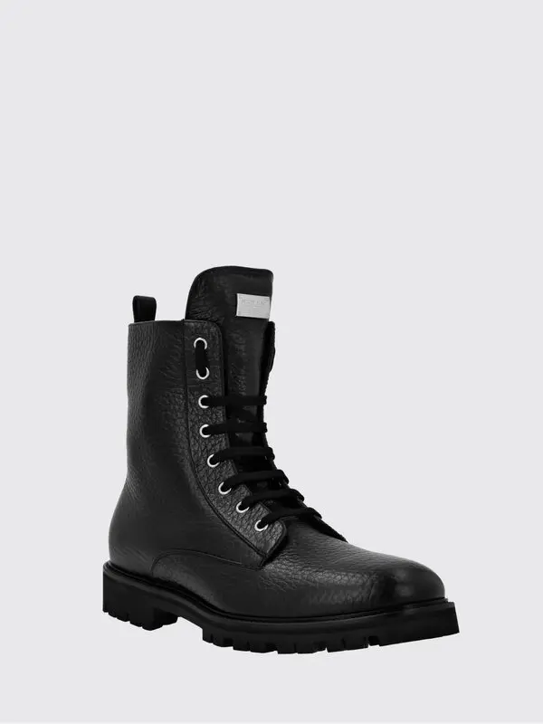 Philipp Plein Lace-up Grained Leather Combat Boots