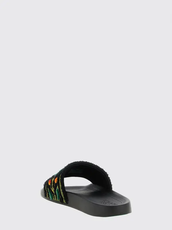 Casablanca Laurel Terry Sliders With Embroidery - Black