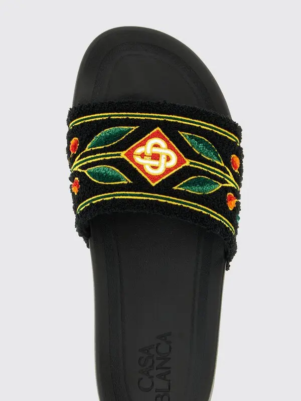 Casablanca Laurel Terry Sliders With Embroidery - Black