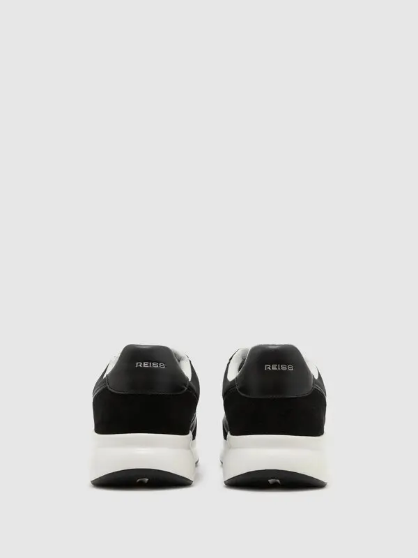 REISS Suede-trim Runner Trainers - Black/white