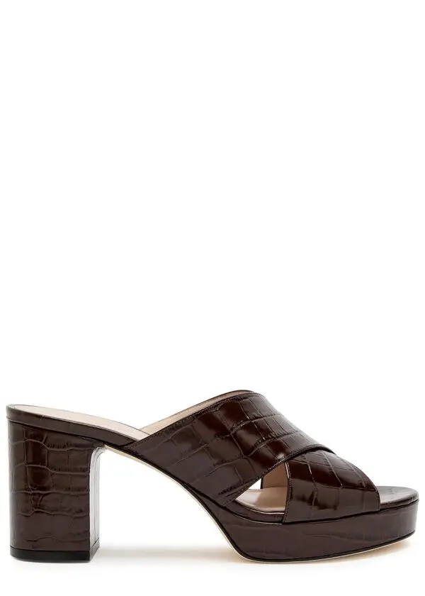 STUART WEITZMAN Dayna 80 Crocodile-effect Leather Platform Sandals