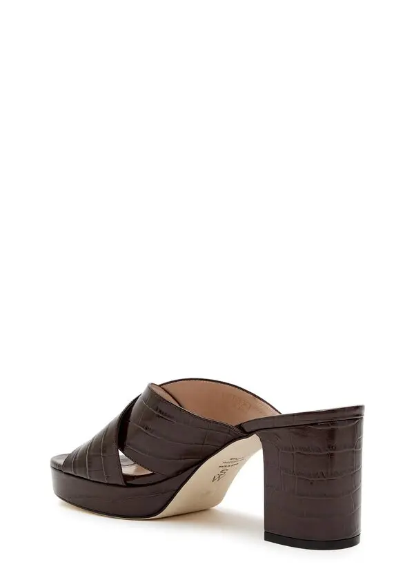 STUART WEITZMAN Dayna 80 Crocodile-effect Leather Platform Sandals
