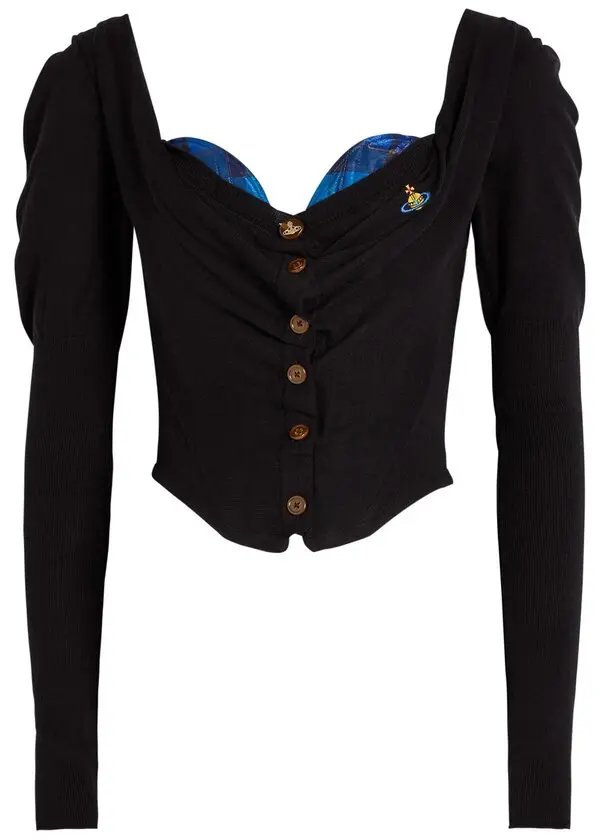 VIVIENNE WESTWOOD Bea Draped Wool-blend Corset Cardigan