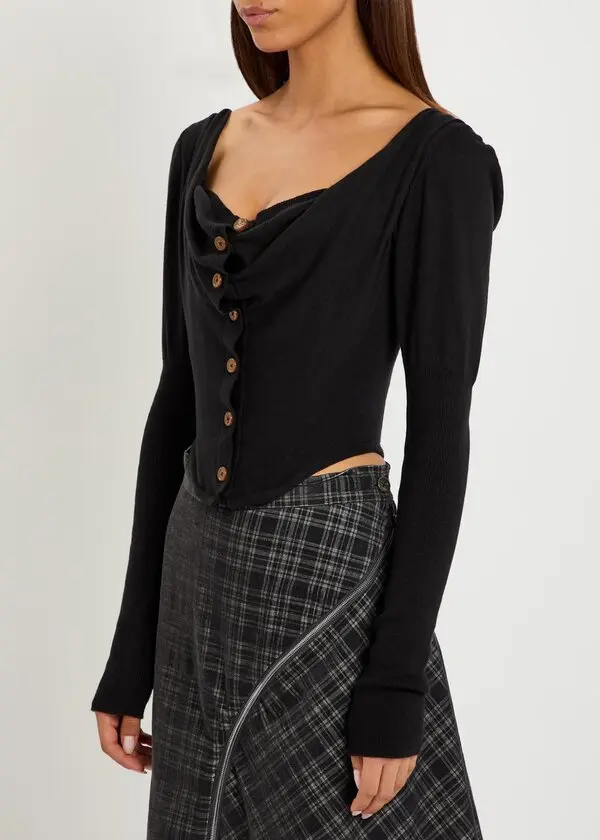 VIVIENNE WESTWOOD Bea Draped Wool-blend Corset Cardigan