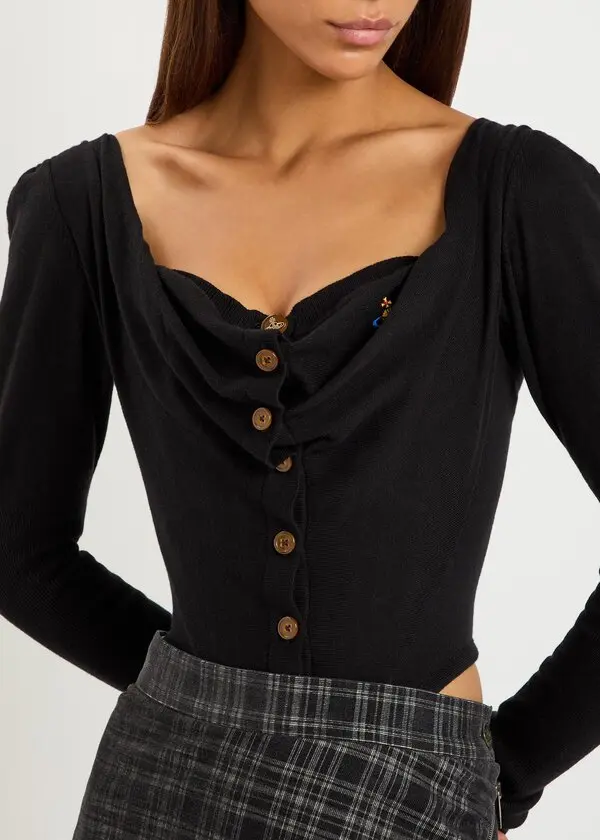 VIVIENNE WESTWOOD Bea Draped Wool-blend Corset Cardigan