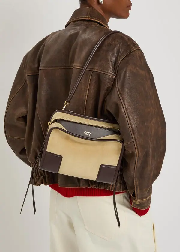 Loewe Amazona 180 Small Leather And Suede Top Handle Bag