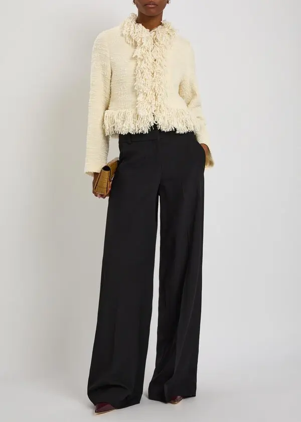 LIBEROWE Merchant Fringed Cropped Bouclé Jacket