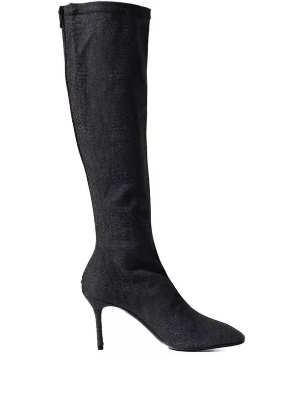 COURREGES 75mm Denim Pointed-toe Boots