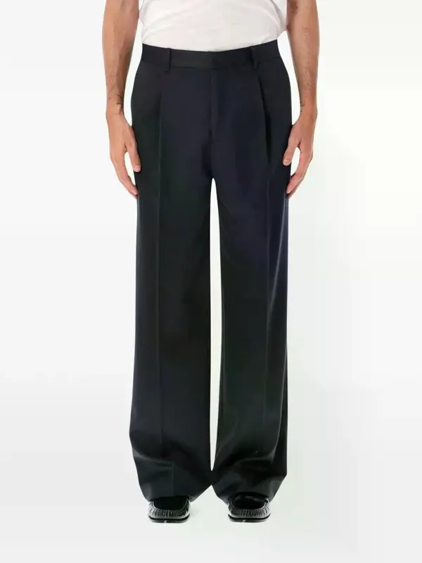 LARDINI Pleated Straight-leg Trousers - Blue