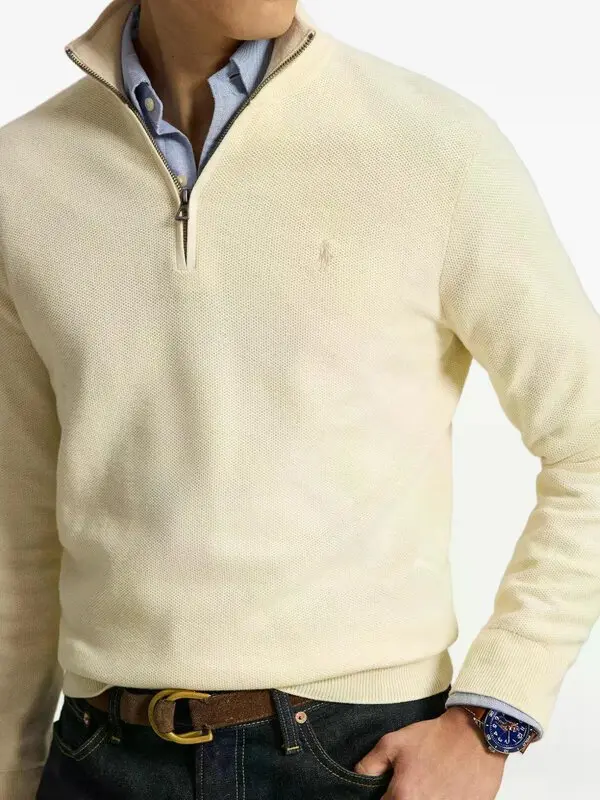 Polo Ralph Lauren Mesh-knit Quarter-zip Sweater