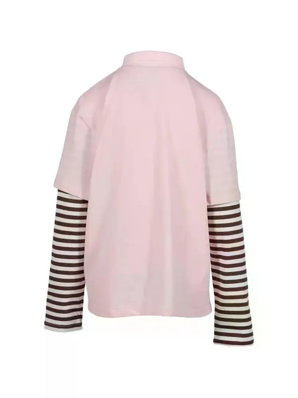 Sandy Liang Layered Striped-sleeve Polo Top