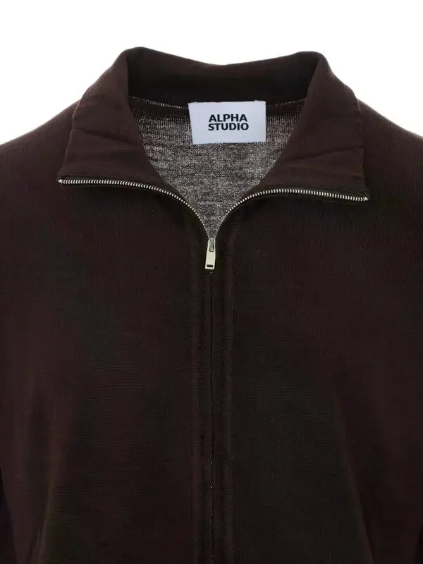 Alpha Studio Zip-up High-neck Cardigan