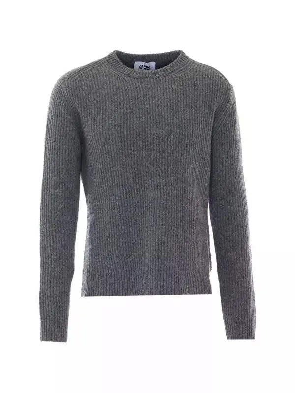Alpha Studio Ribbed-knit Crew-neck Sweater