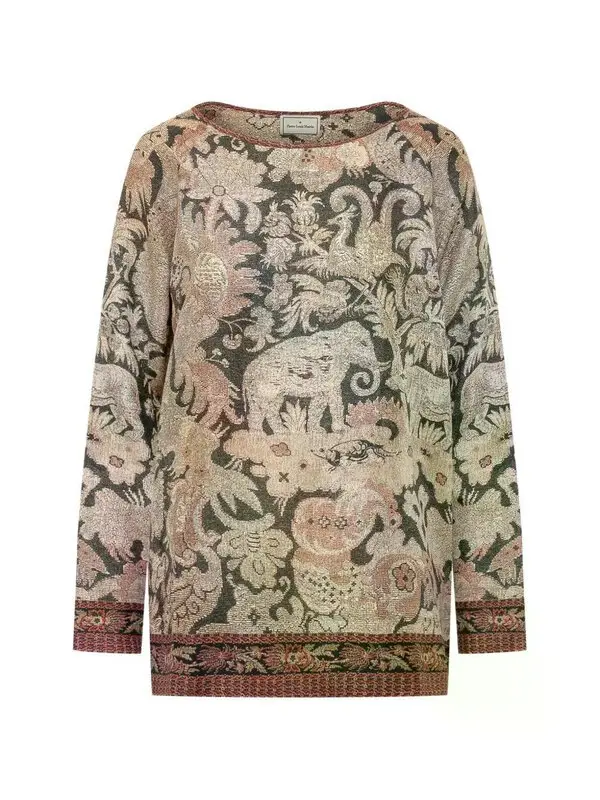 PIERRE-LOUIS MASCIA Aloe Tapestry-print Silk Top - Neutrals