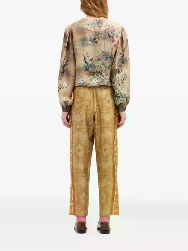 PIERRE-LOUIS MASCIA Aloe Baroque-pattern Straight-leg Trousers