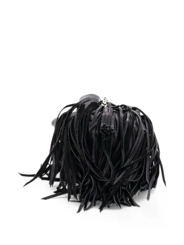 Saint Laurent Fringe Monogram Bourse Leather Mini Bucket Bag
