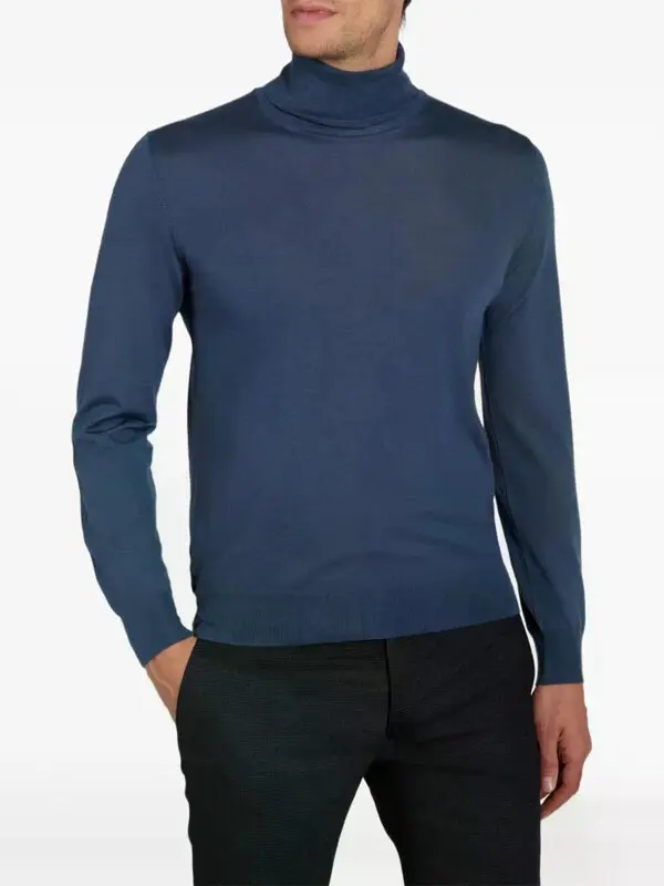 SLOWEAR Zanone Fine-knit Turtleneck Jumper - Blue
