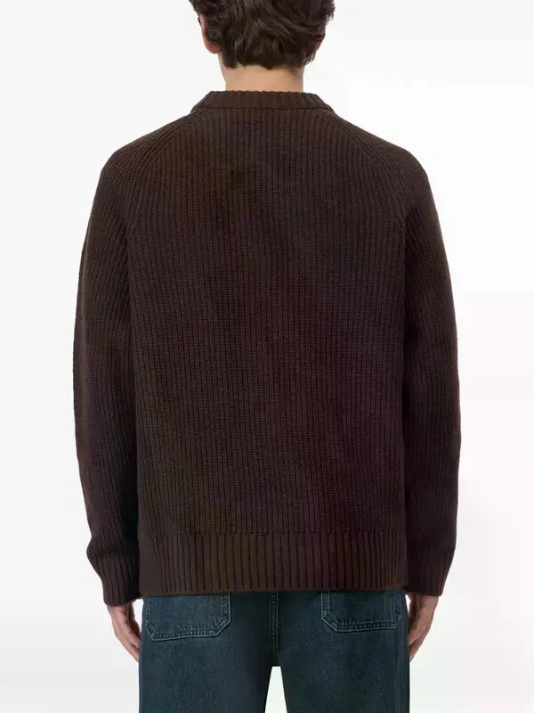 Closed Ribbed-knit Raglan-sleeve Sweater