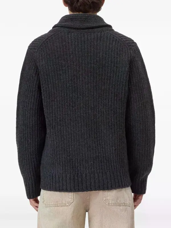 Closed Ribbed Shawl-collar Cardigan