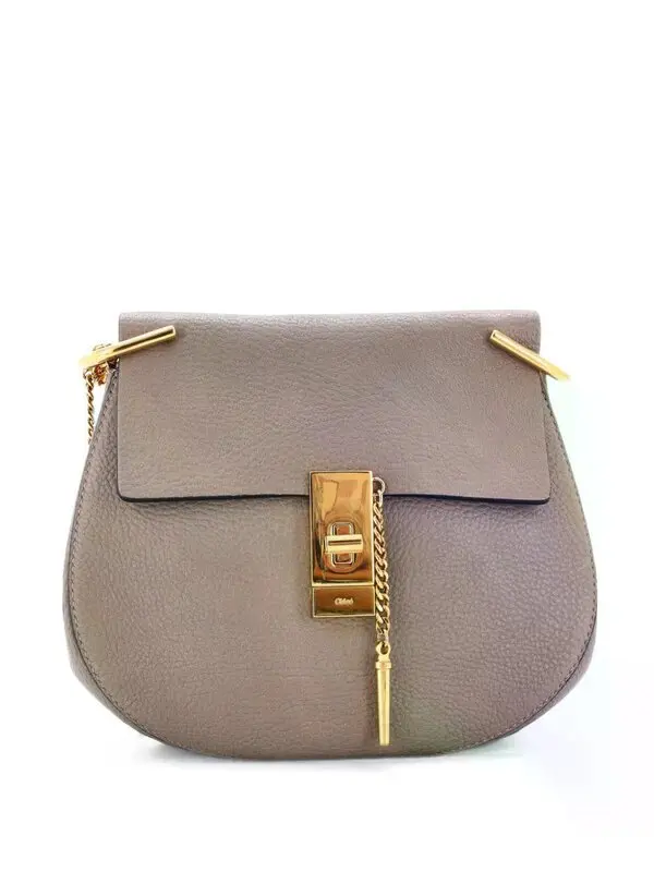 Chloé Drew Leather Medium Crossbody Bag - Grey