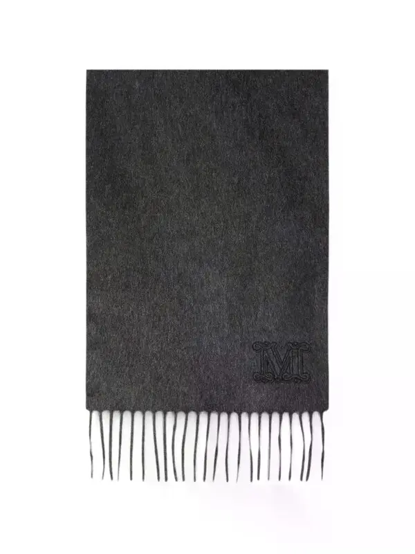 Max Mara Dalia Cashmere Stole With Monogram Embroidery Dark