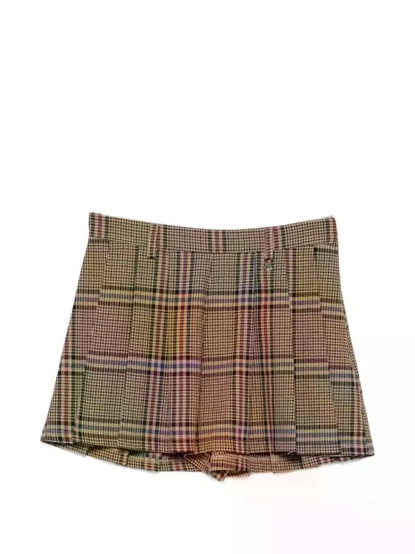 Dixie Check Pleated Shorts - Brown