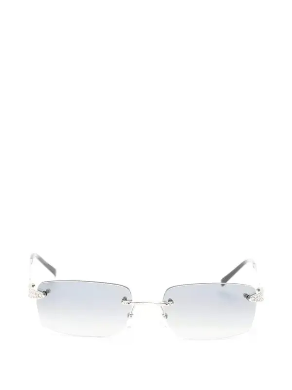 BVLGARI Rhinestone-embellished Rimless Sunglasses - Silver