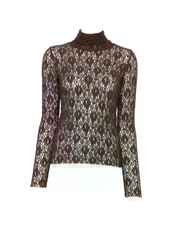 Dixie Lace-knit Roll-neck Top