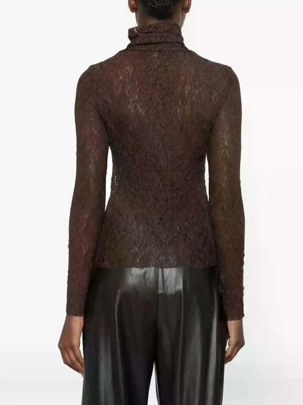 Dixie Lace-knit Roll-neck Top