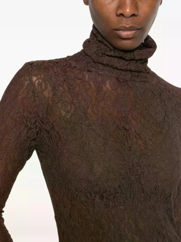 Dixie Lace-knit Roll-neck Top