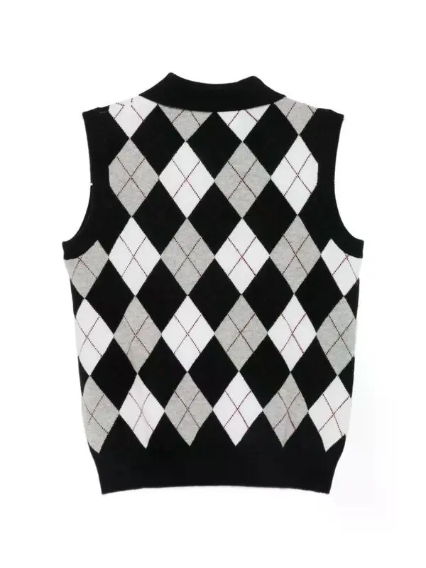 LISA YANG Anwen Argyle-knit Polo Top