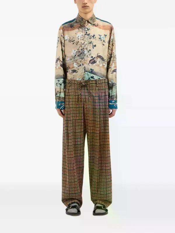 PIERRE-LOUIS MASCIA Dylan Houndstooth-pattern Wide-leg Trousers