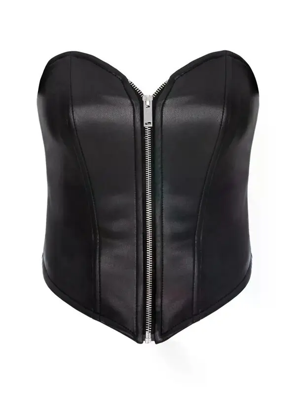 HAMZA Maris Zip-up Corset Top - Black