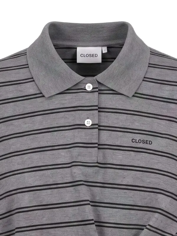 Closed Striped Long-sleeve Polo Shirt