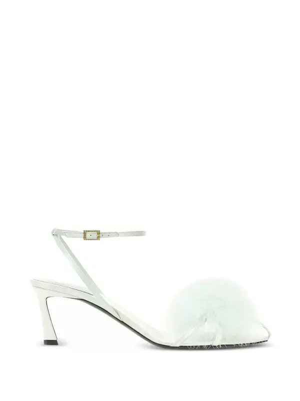 Saint Laurent Mae Feather-embellished Sandals - Green